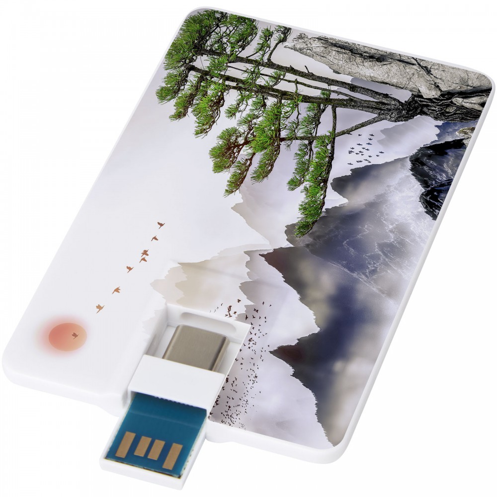 Duo slim 32GB USB laikmena, kortelės formos, su Type-C ir USB-A 3.0 ...